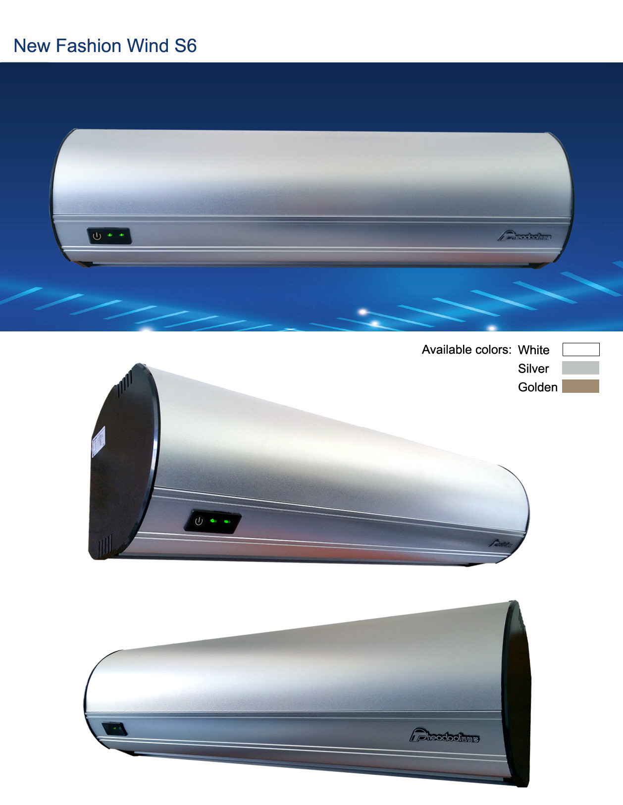 Latest S6 Aluminum Series Centrifugal Type Air Curtain With Remote Control